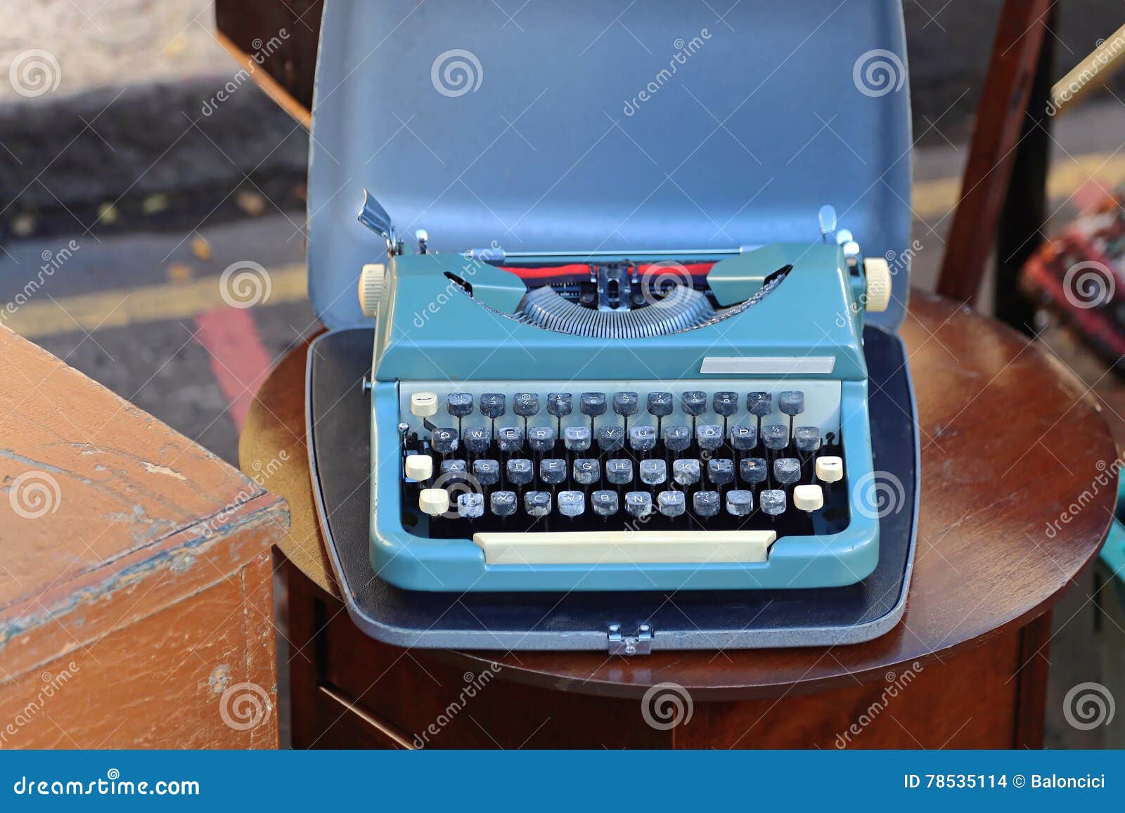 Blue Typewriter stock photo. Image of writer, object - 78535114