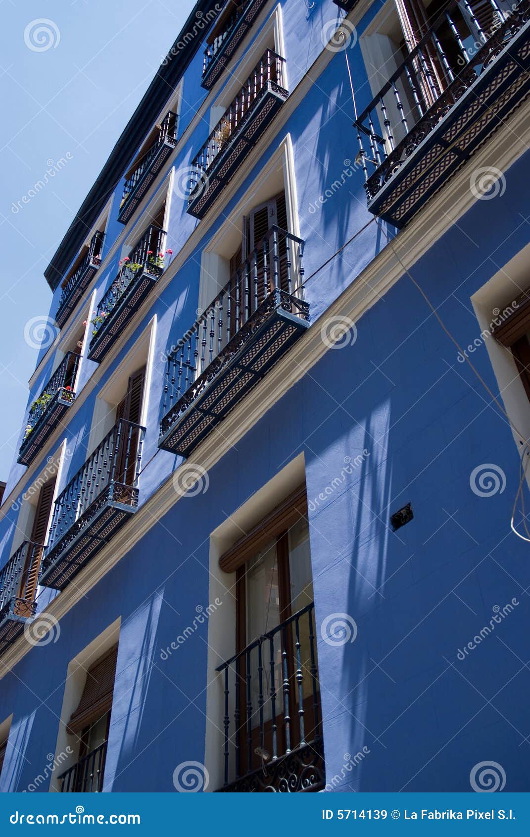 Blue Typical Facade in Madrid Stock Image - Image of blue, urban: 5714139