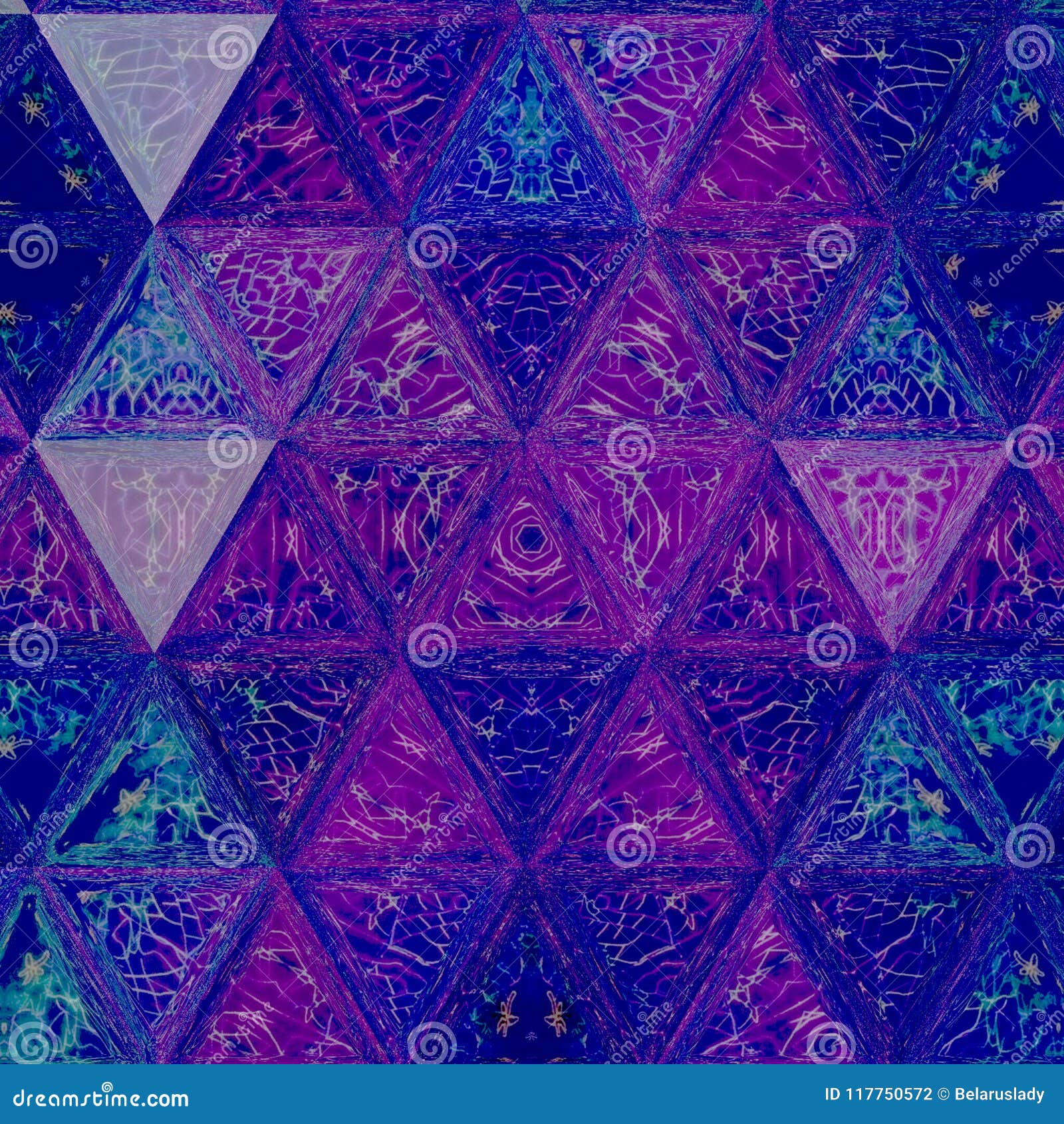 Blue and Ultra Violet Gaudy Triangle Continuous Pattern Stock ...
