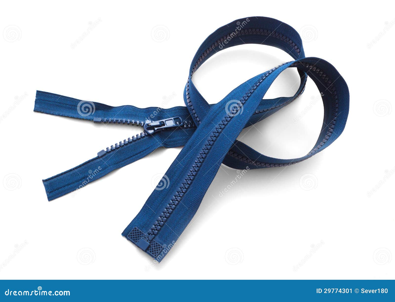 Blue Zipper Closeup Isolated on White Stock Image - Image of connect ...