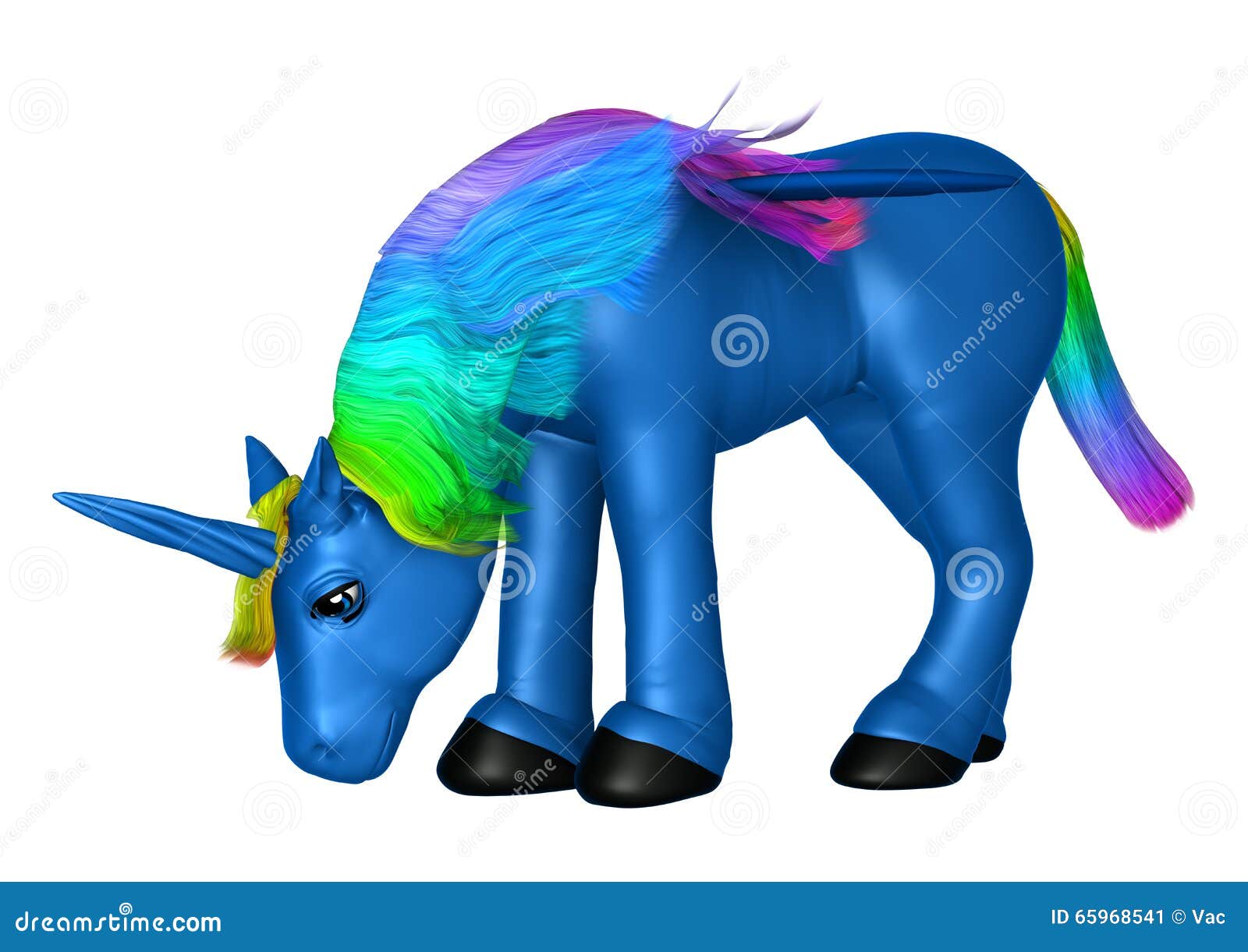 Blue Unicorn on White stock illustration. Illustration of blue - 65968541