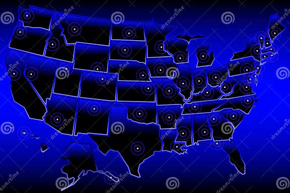 Blue United States Map stock vector. Illustration of nation - 4179957