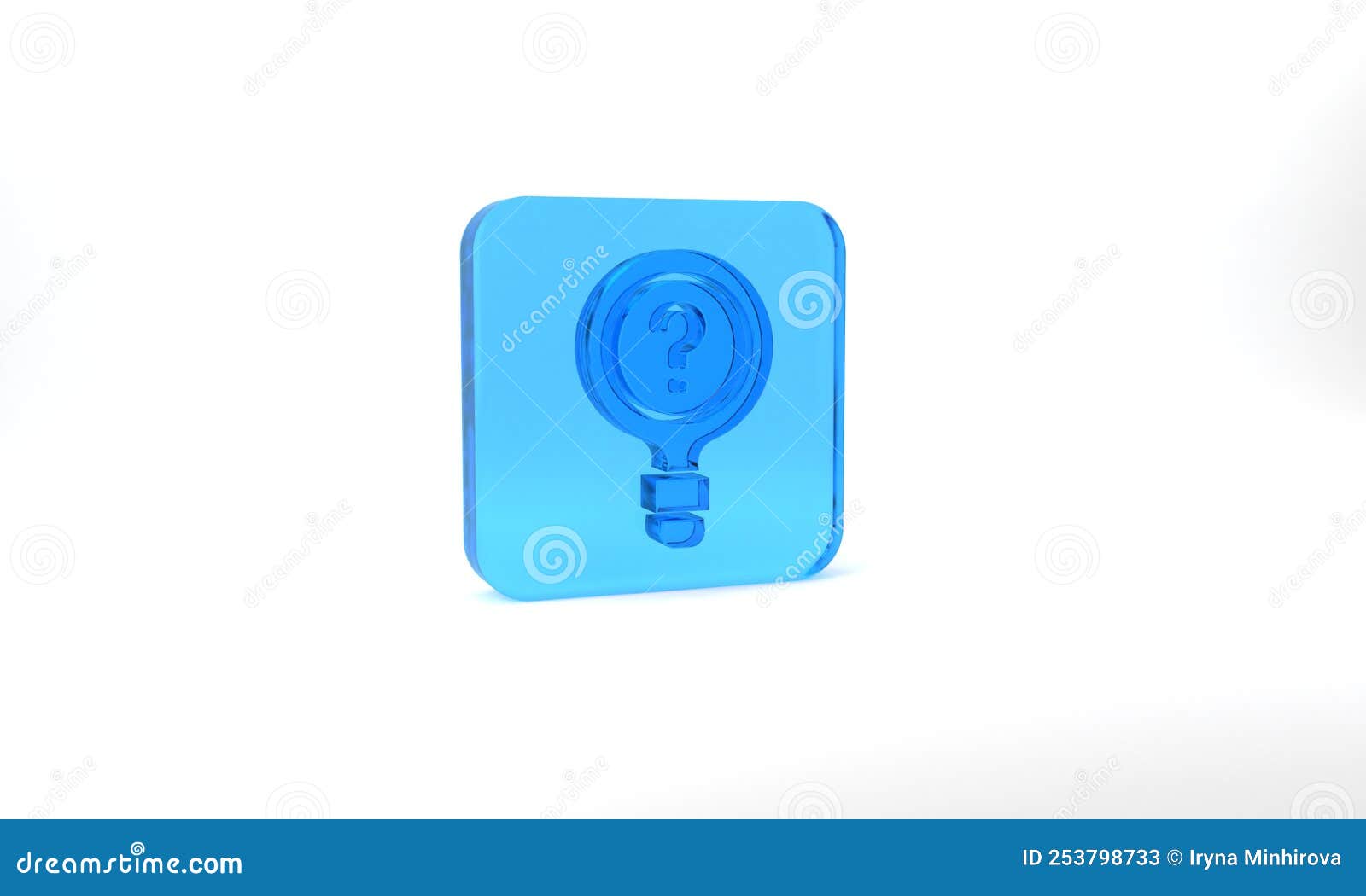 Blue Unknown Search Icon Isolated on Grey Background. Magnifying Glass ...