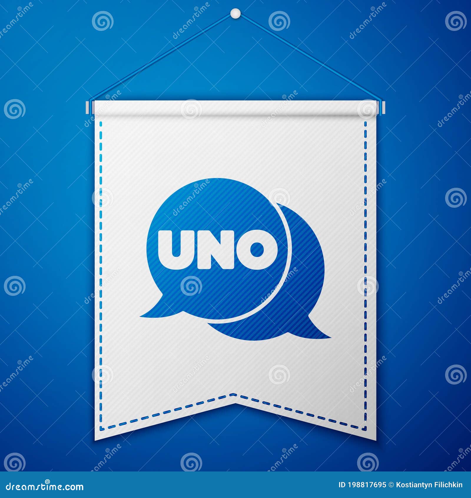 Blue Uno Card Game Icon Isolated on Blue Background. White Pennant ...