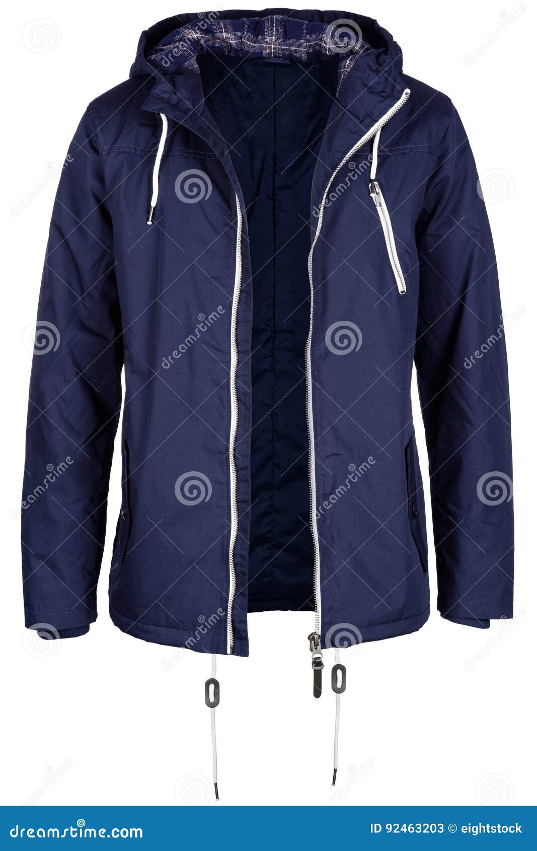 Blue unzipped warm jacket stock image. Image of repellent - 92463203