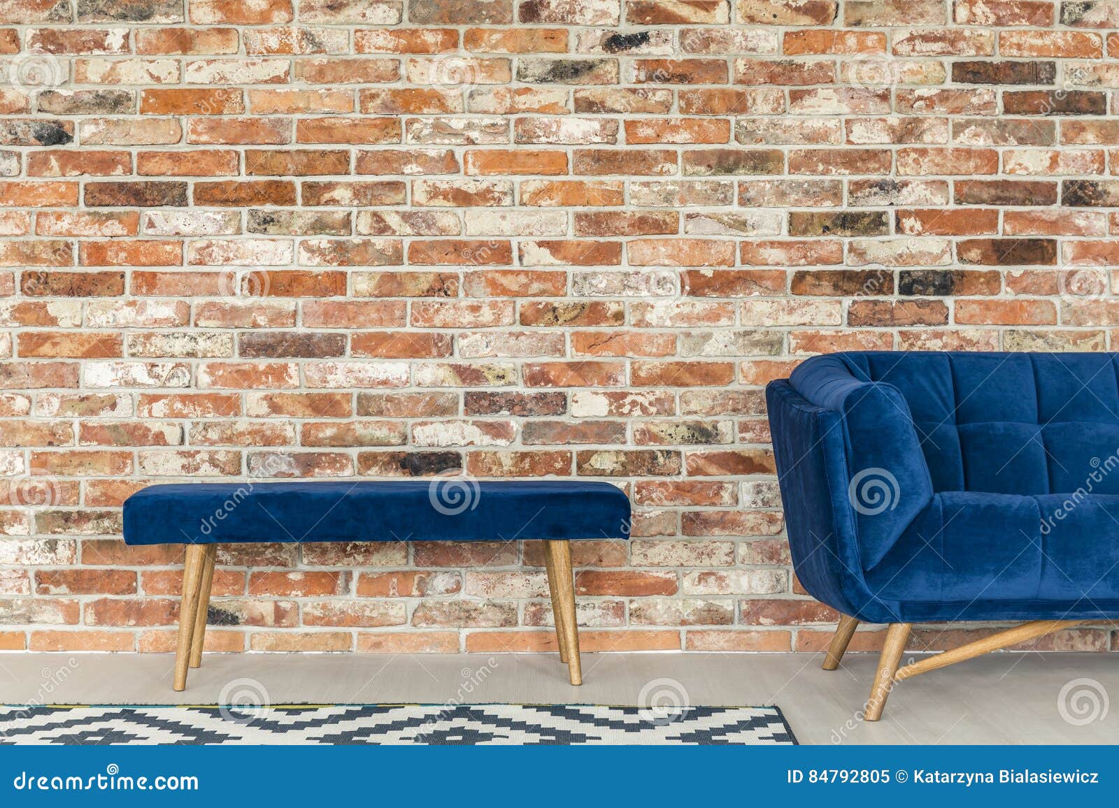 Blue upholstered bench stock image. Image of pattern - 84792805