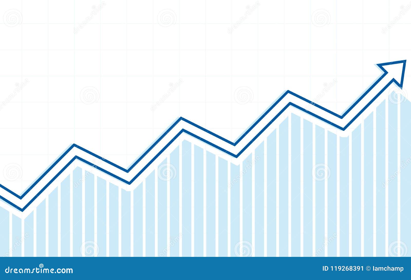 Blue Uptrend Line Arrows with Bar Chart in Flat Icon Design on White ...