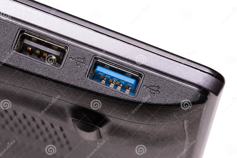 A Blue USB 3.0 Port on a Computer Close-up Stock Photo - Image of ...