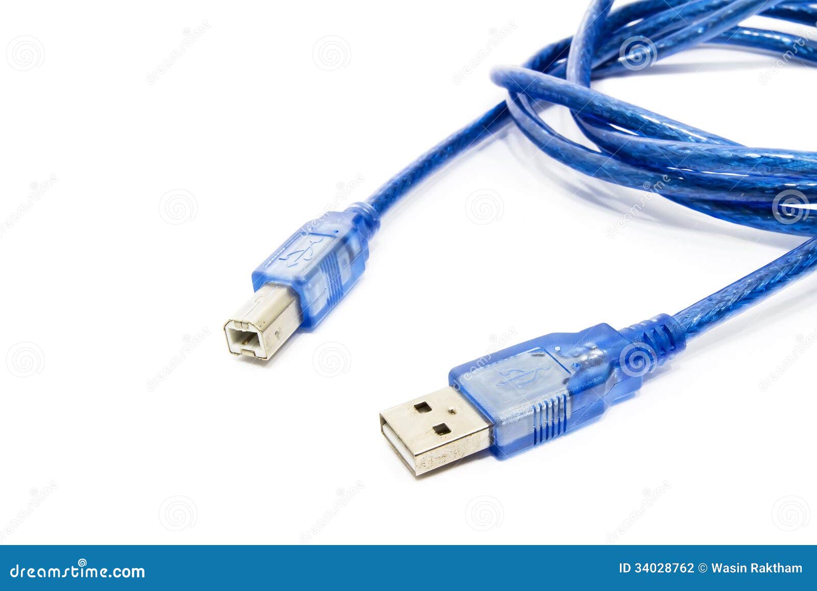 Blue USB Cable with Against the White Background. Stock Photo - Image ...