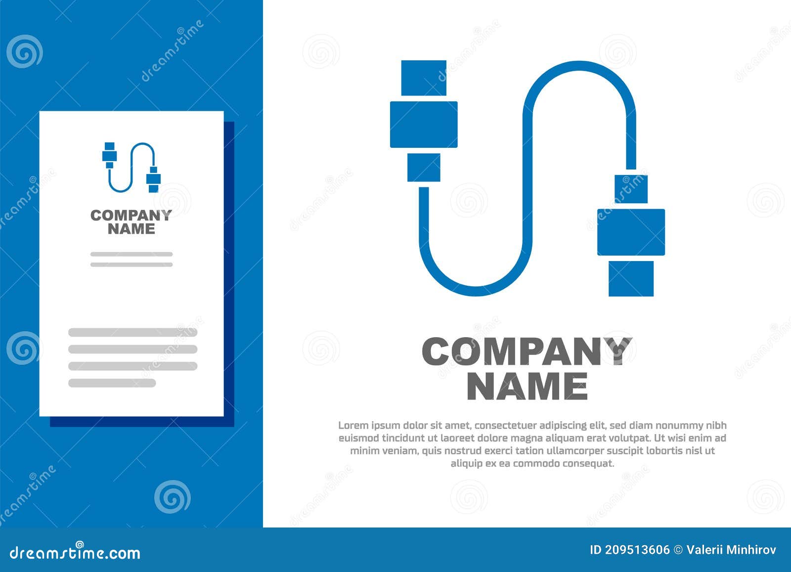Blue USB Cable Cord Icon Isolated on White Background. Connectors and ...