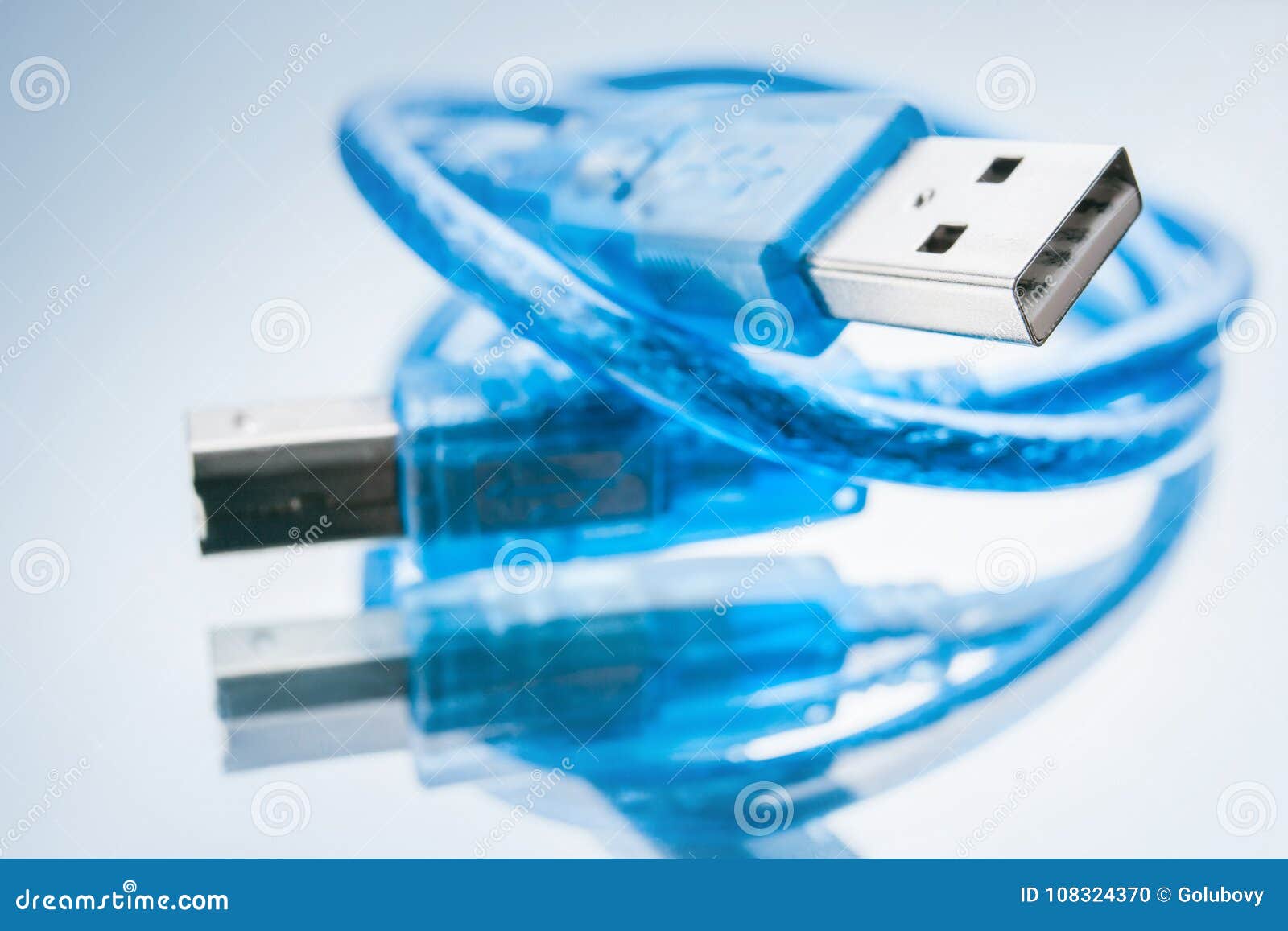 Blue USB Cable Electronic Connection Stock Photo - Image of reflection ...