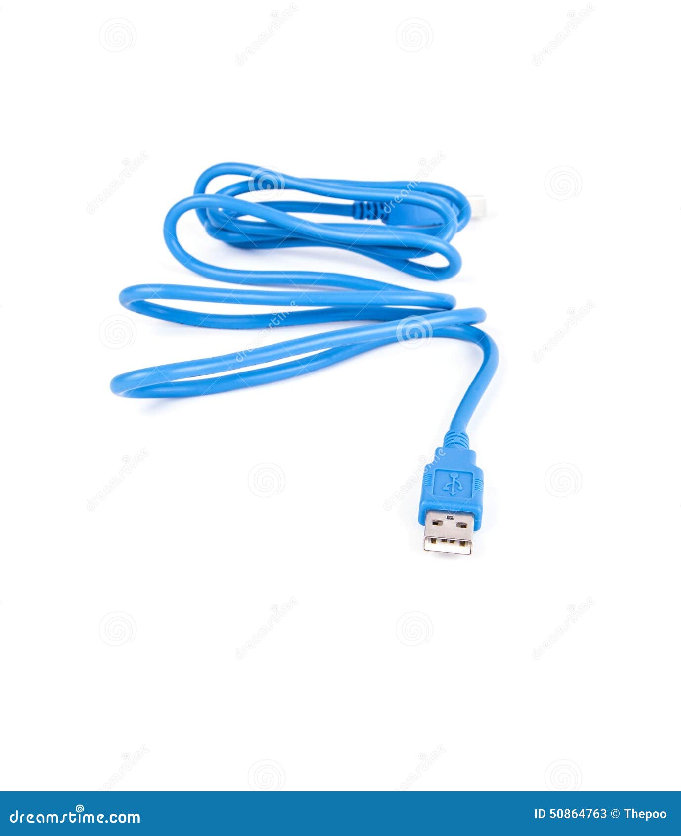 Blue USB Cable Plug stock image. Image of cord, equipment - 50864763