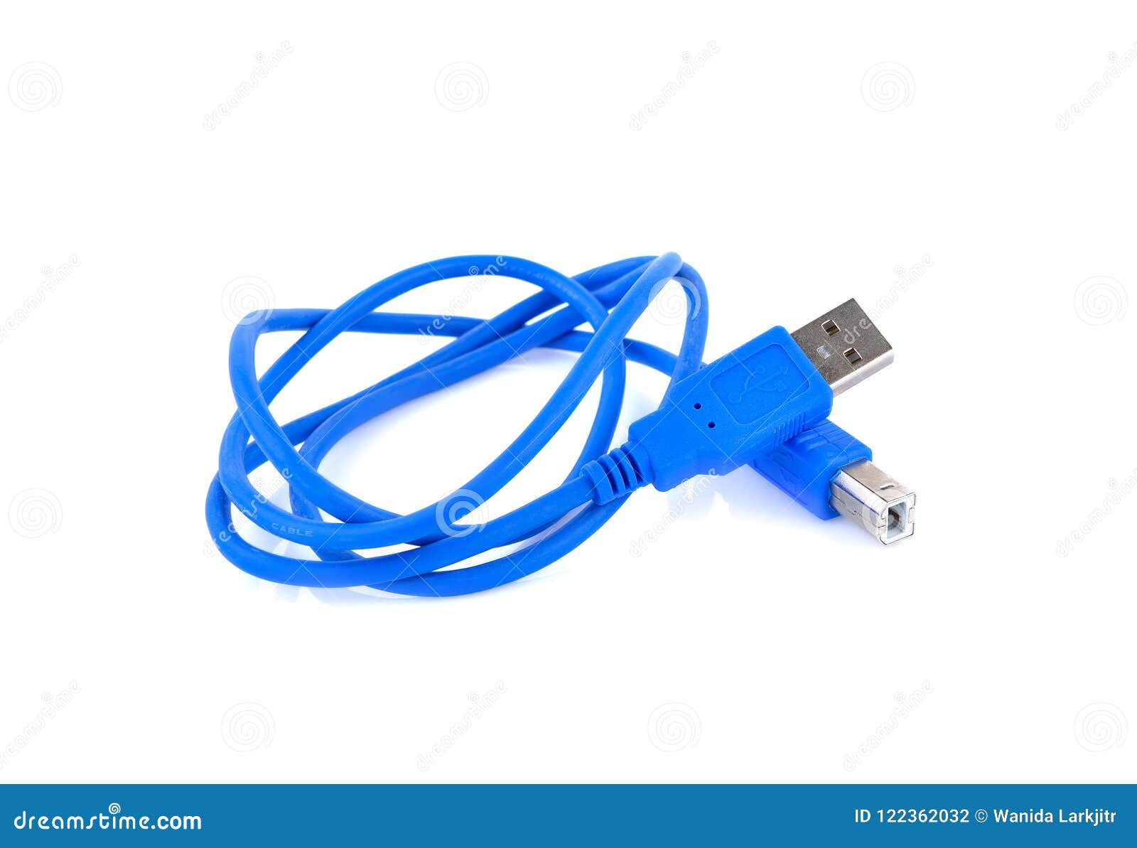 Blue Usb Cable on White Background Stock Photo - Image of memory, data ...