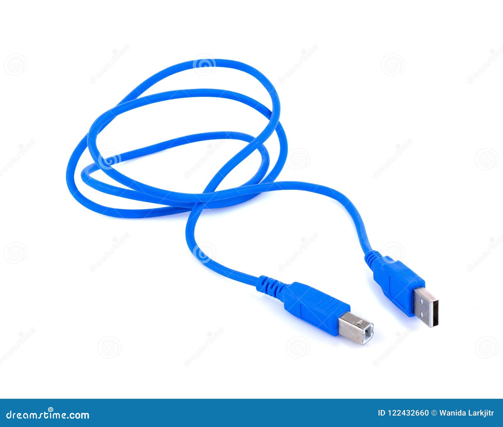 Blue Usb Cable on White Background Stock Photo - Image of equipment ...