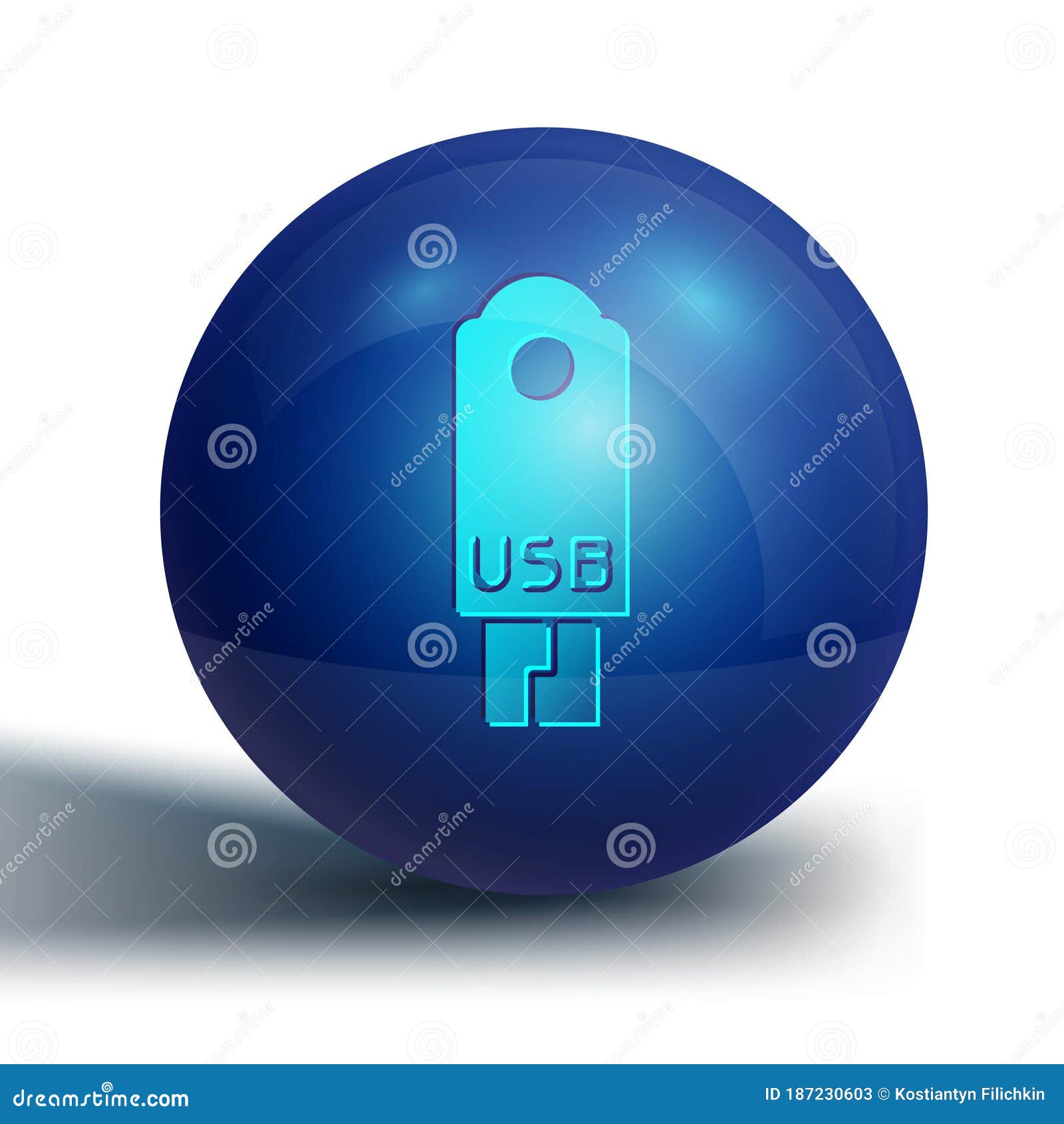 Blue USB Flash Drive Icon Isolated on White Background. Blue Circle ...