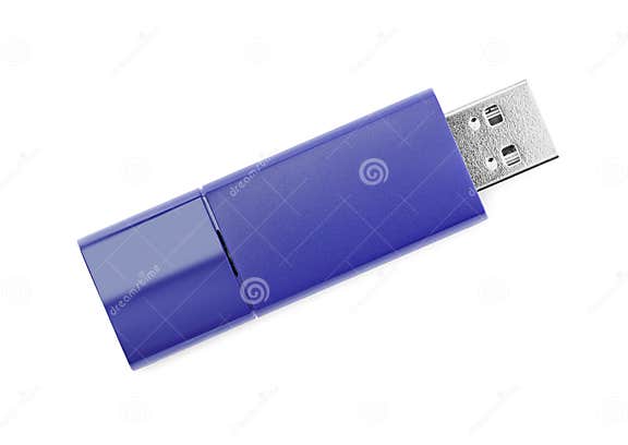Blue Usb Flash Drive Isolated on White Stock Image - Image of metal ...