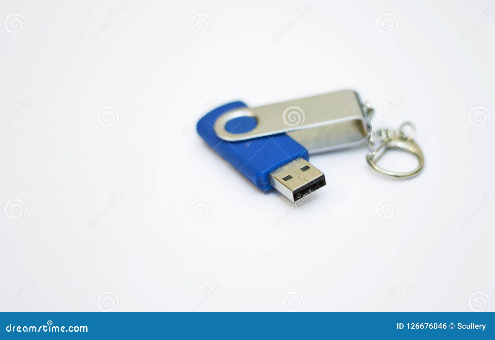 Blue Usb Flash Drive for Storing Information on a White Background ...