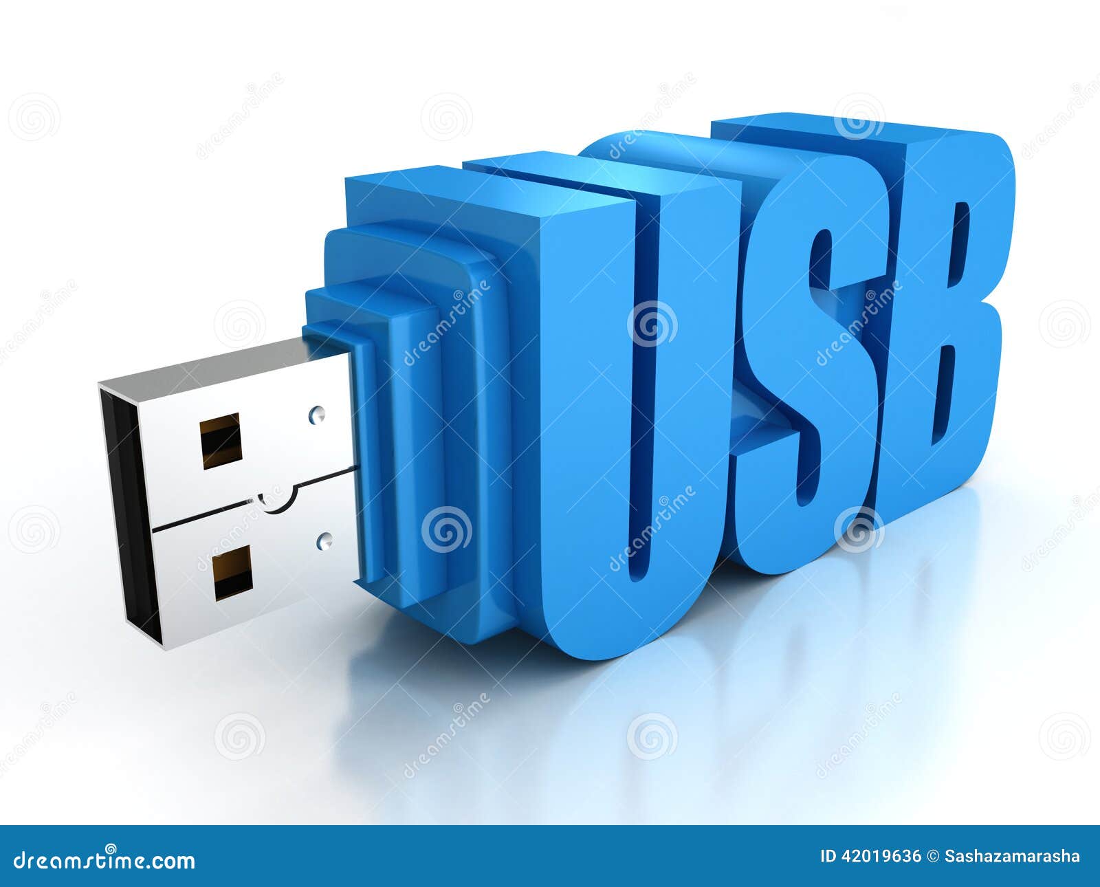 Blue Usb Flash Drive on a White Background Stock Photo - Image of ...