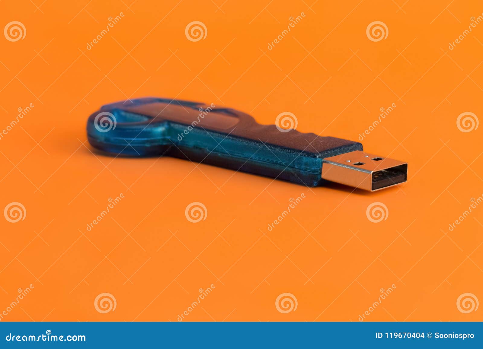 Blue USB Flash Memory on a Orange Background Stock Photo - Image of ...