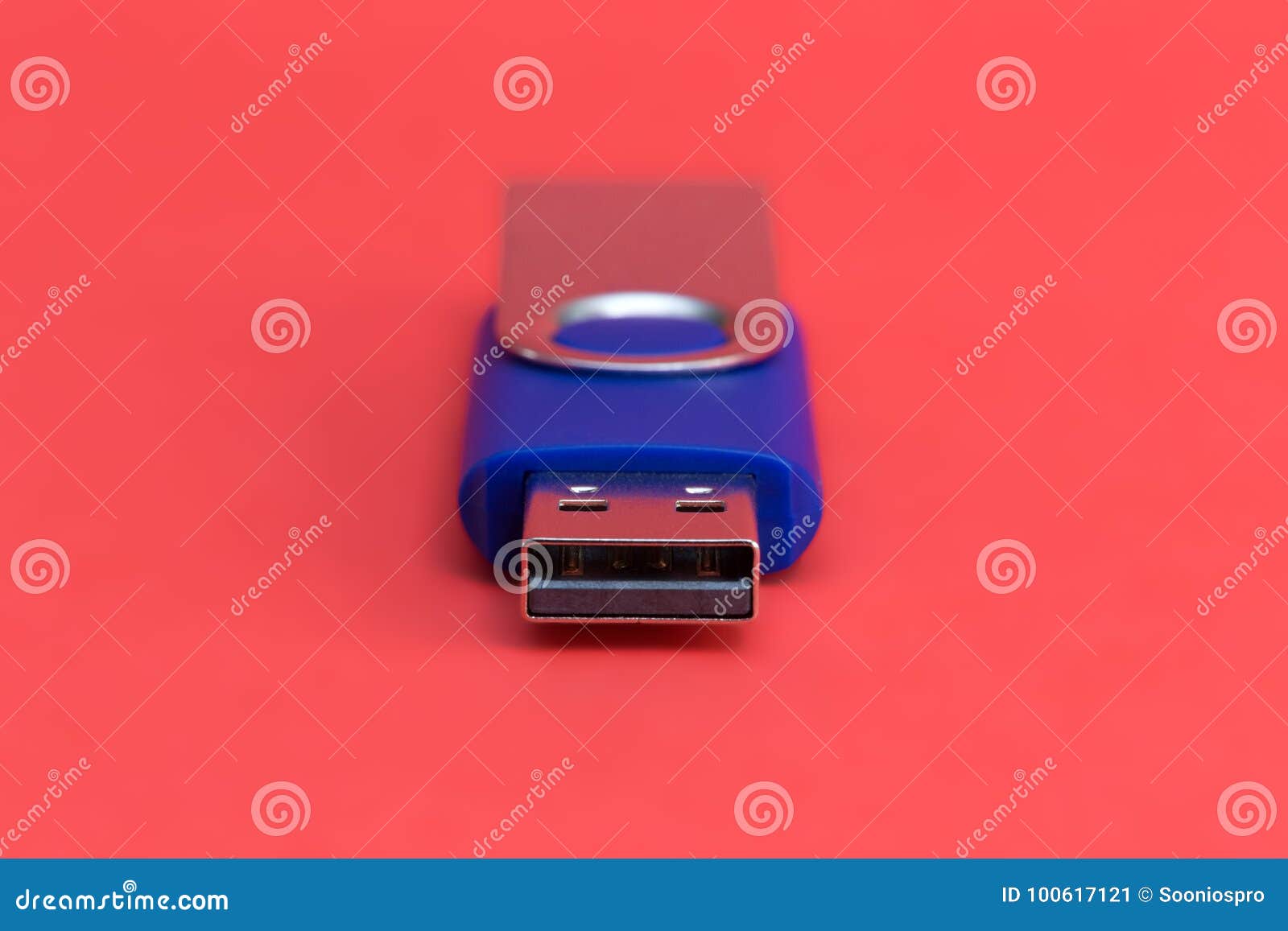 Blue USB Flash Memory on a Red Background Stock Image - Image of ...