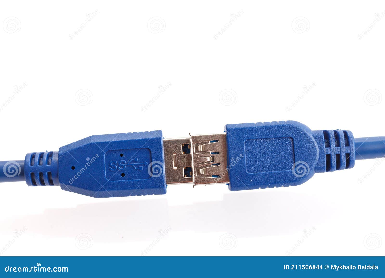 Blue USB 3.0 Power and Data Extension Cable Connectors Isolated on ...