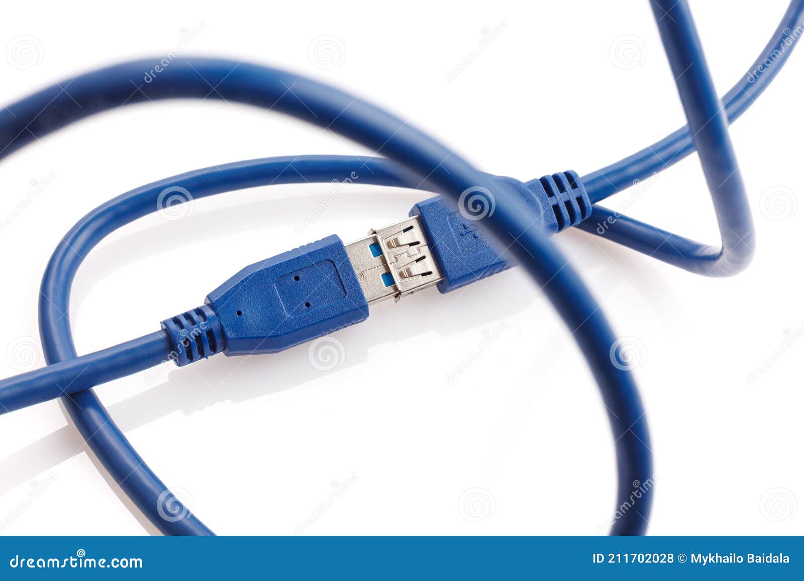 Blue USB 3.0 of Power and Data Extension Cable Isolated on White ...