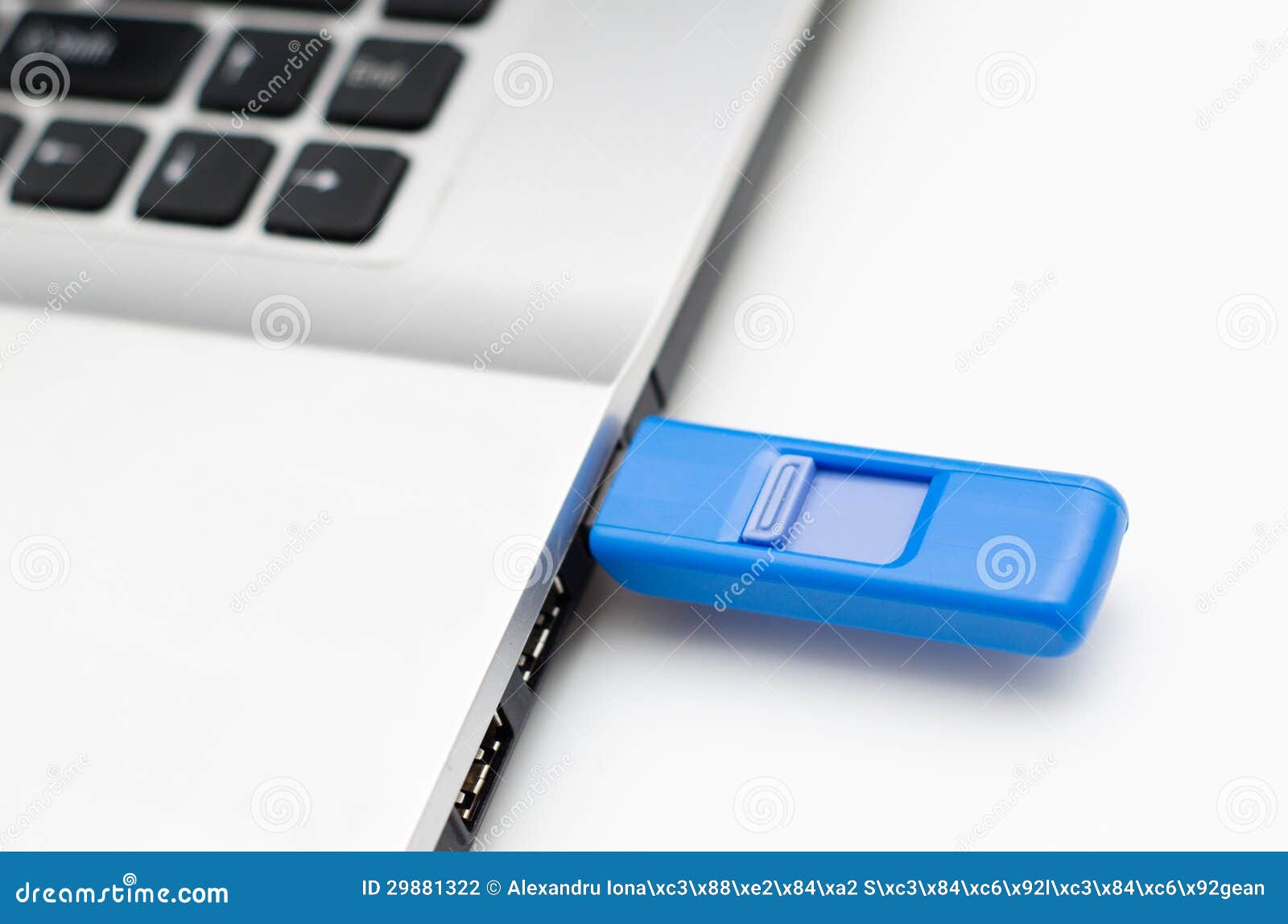 Usb stick with laptop stock photo. Image of blue, mobile - 29881322