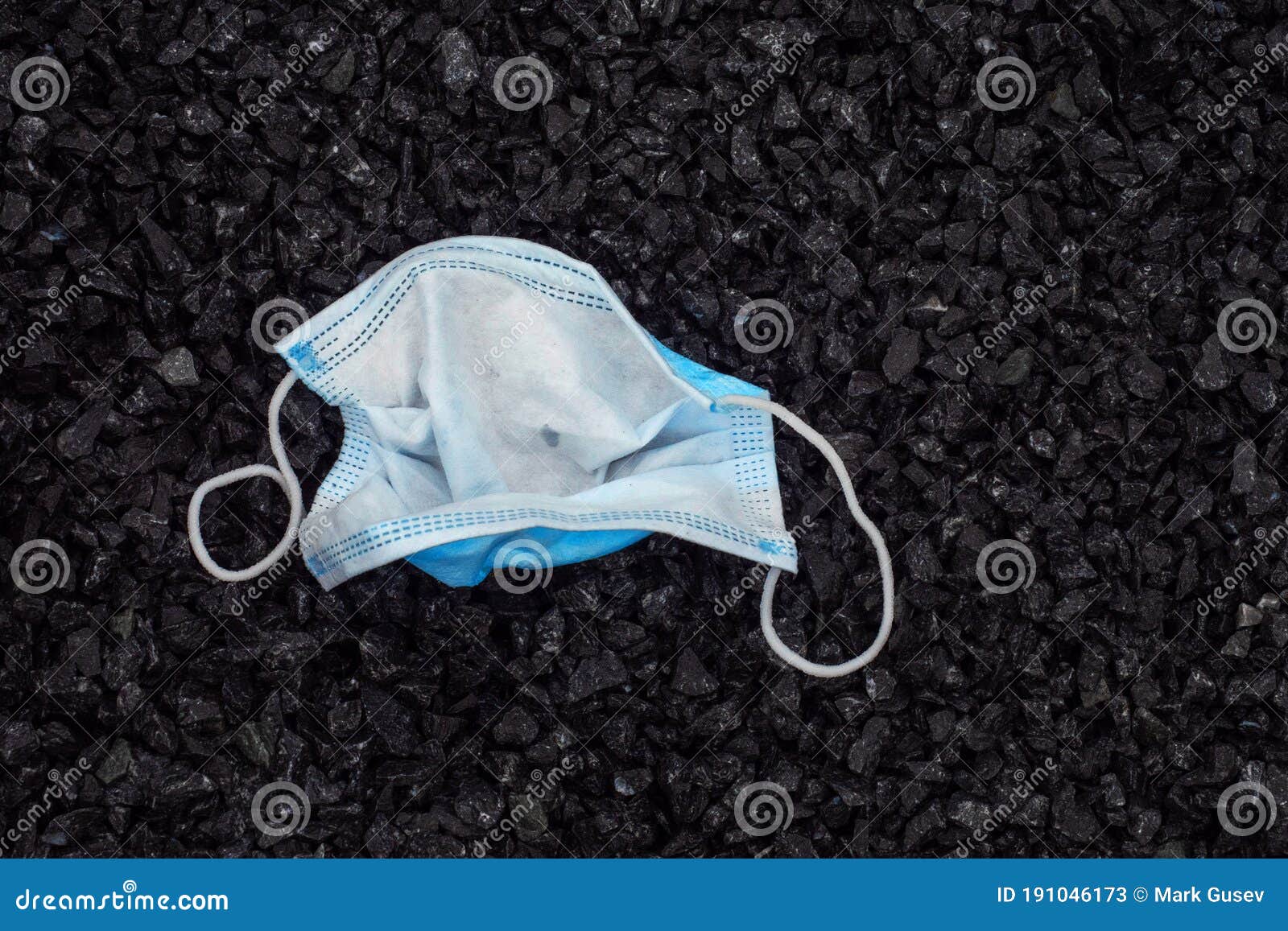 Blue Used Face Mask Lying on the Asphalt Stock Image - Image of ...