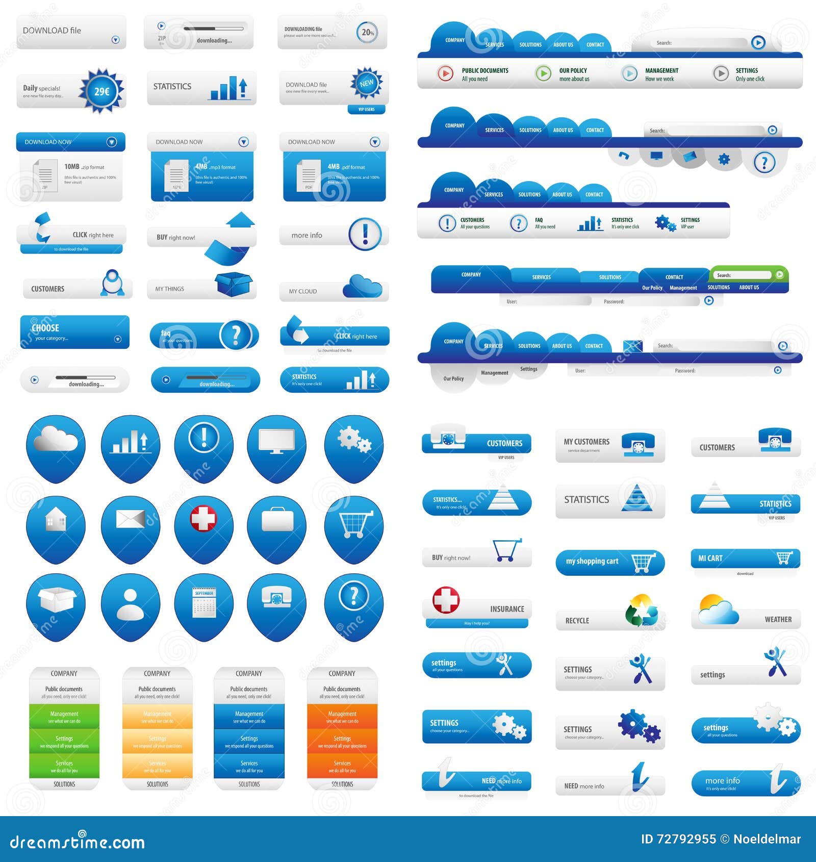 Blue User Interface Set Business Stock Vector - Illustration of banner ...