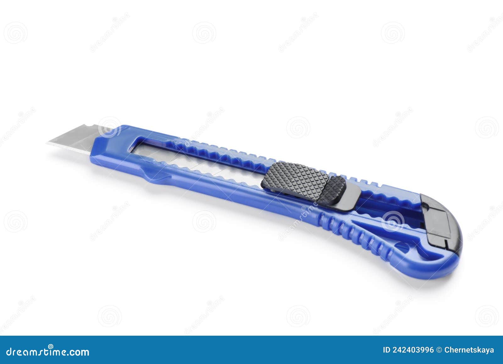 Blue Utility Knife Isolated on White. Construction Tool Stock Photo ...