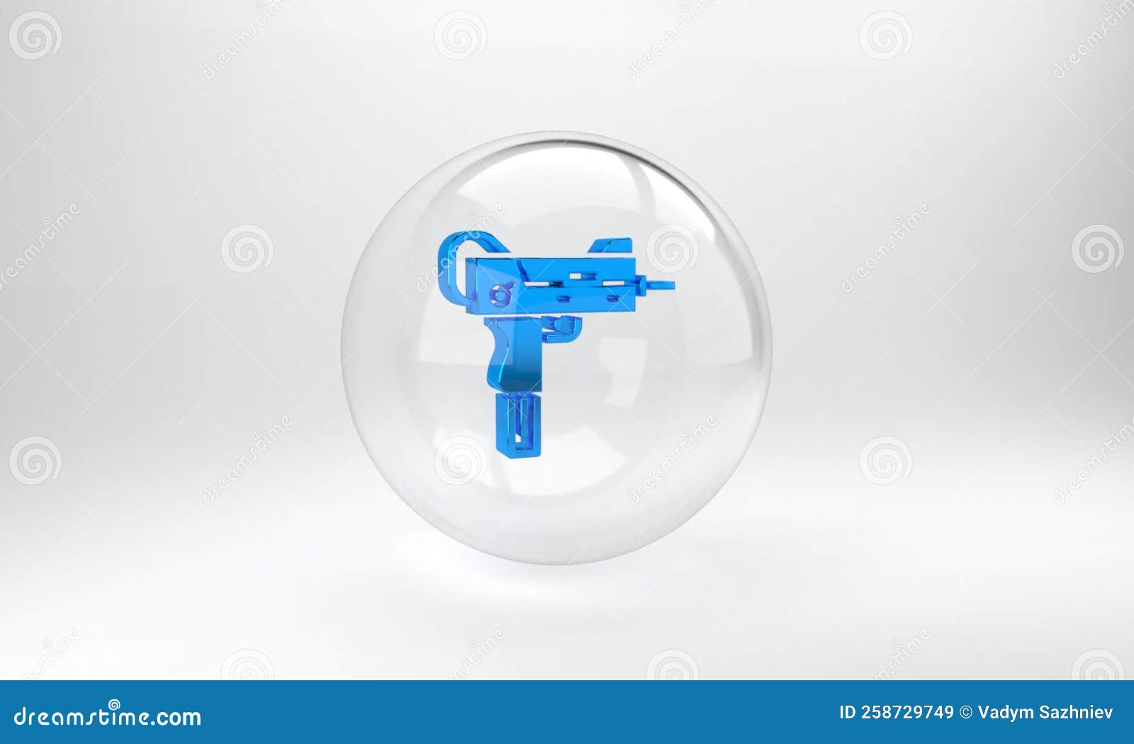 Blue Submachine Gun M3, Grease Gun Icon Isolated On Transparent ...