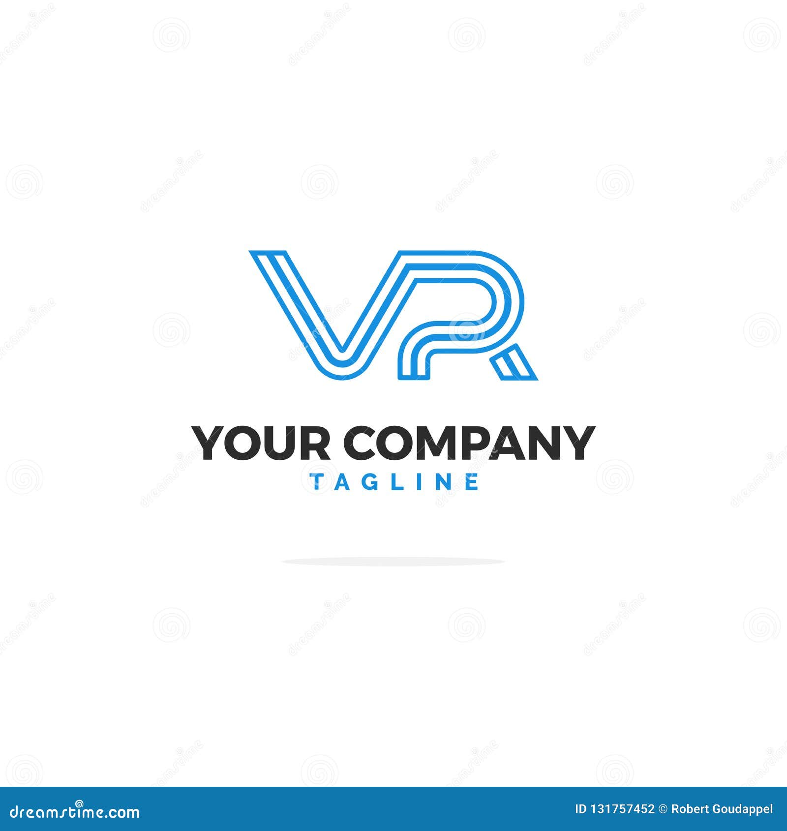 Blue V R Vector Logo. Logo Illustration Stock Vector - Illustration of ...