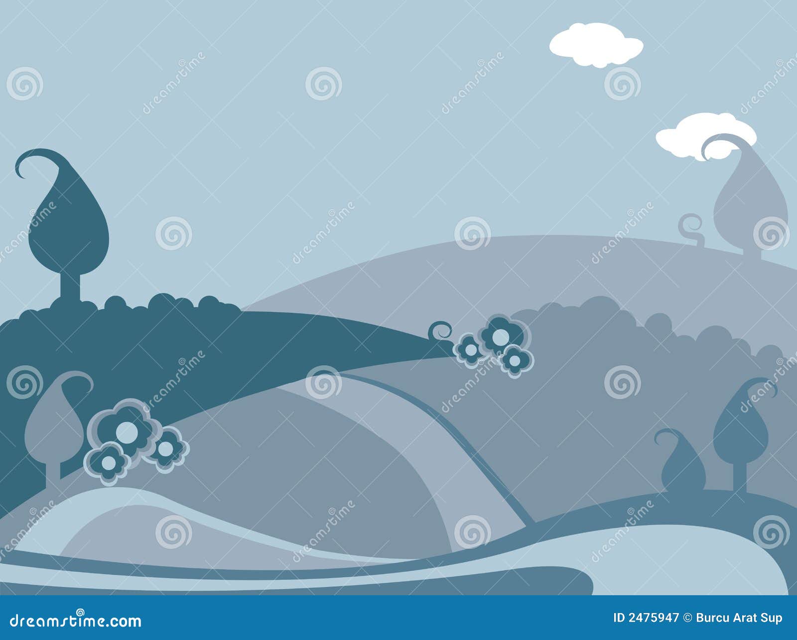 Blue Valley stock vector. Illustration of garden, spring - 2475947