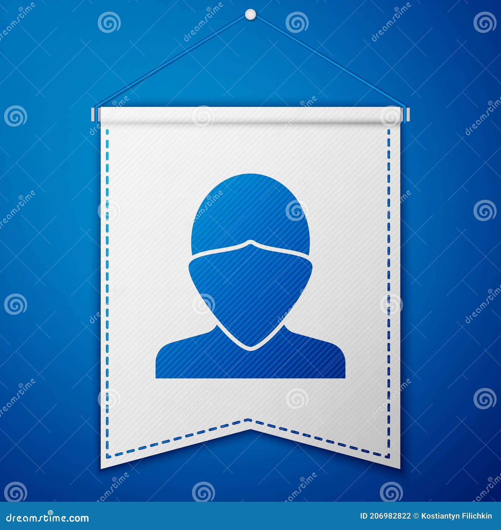 Blue Vandal Icon Isolated on Blue Background. White Pennant Template ...