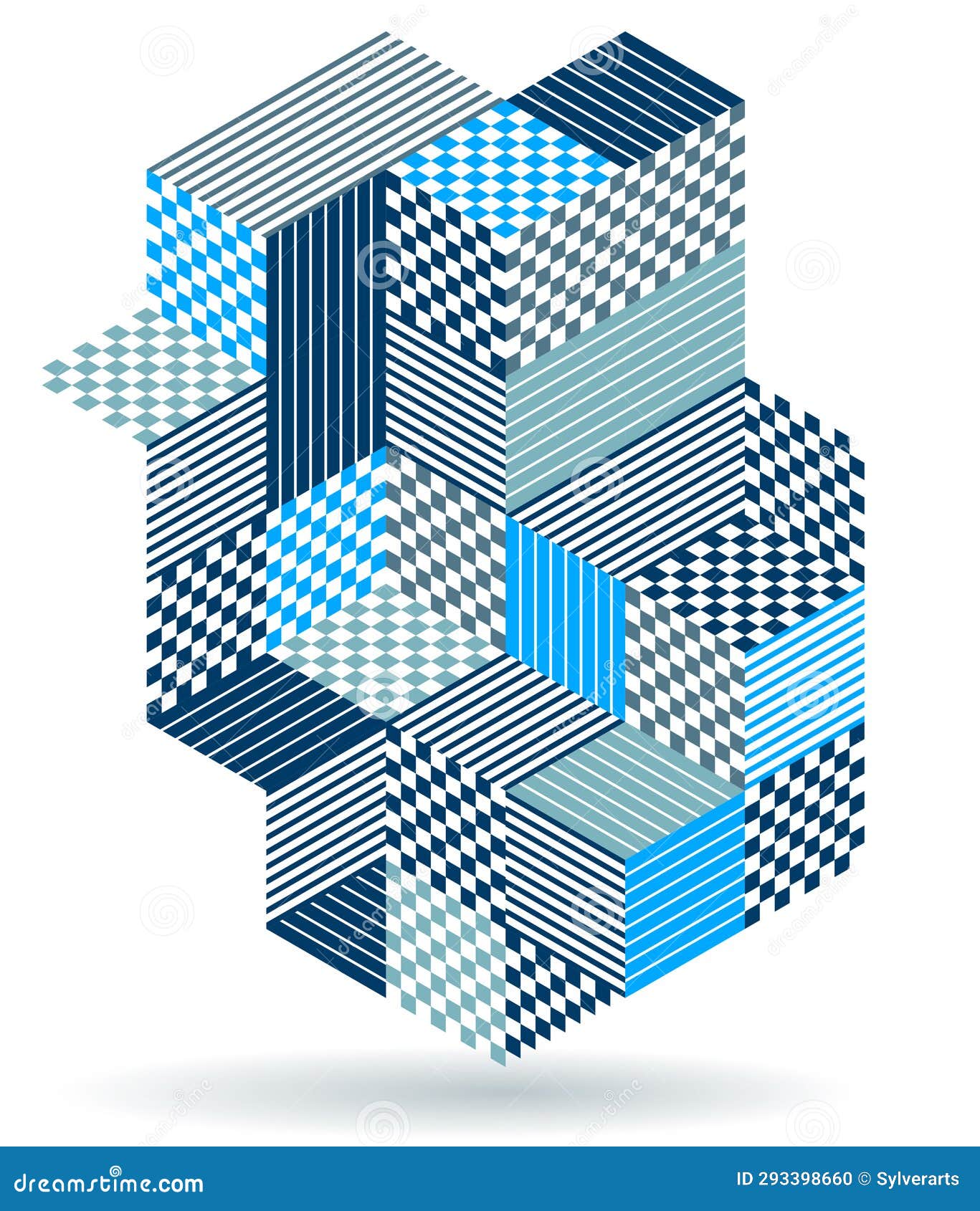 Blue Vector Abstract Geometric Background with Cubes and Different ...