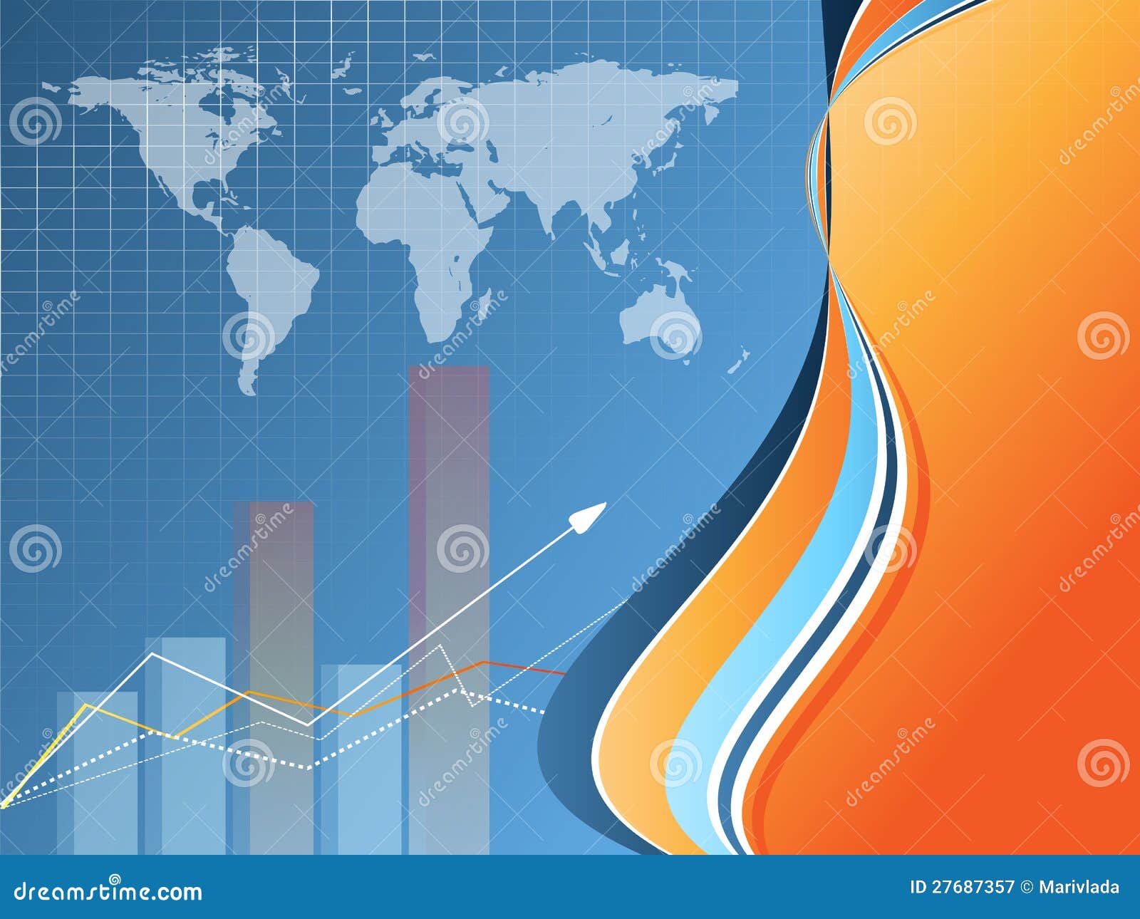 Blue Vector Background with Map. Eps10 Stock Vector - Illustration of ...