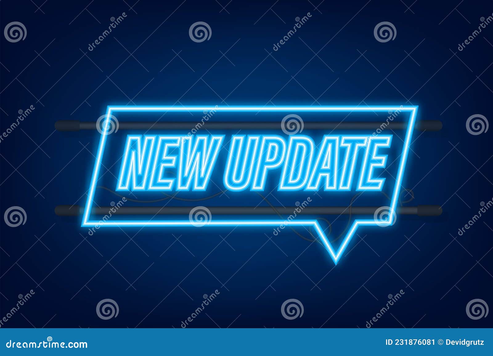 Blue Vector Bubble Banner New Update. Neon Icon Stock Vector ...
