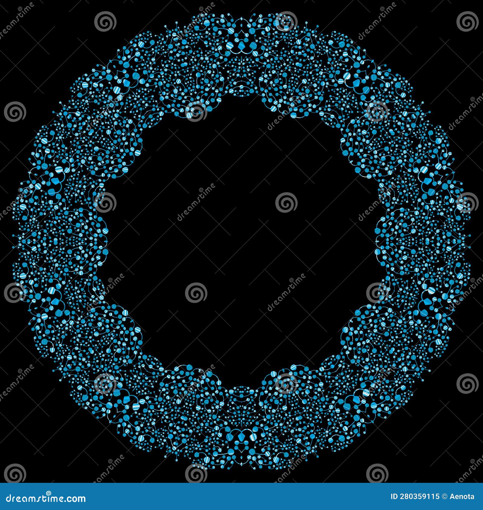 Blue Vector Curl Round Frame Stock Vector - Illustration of glitter ...