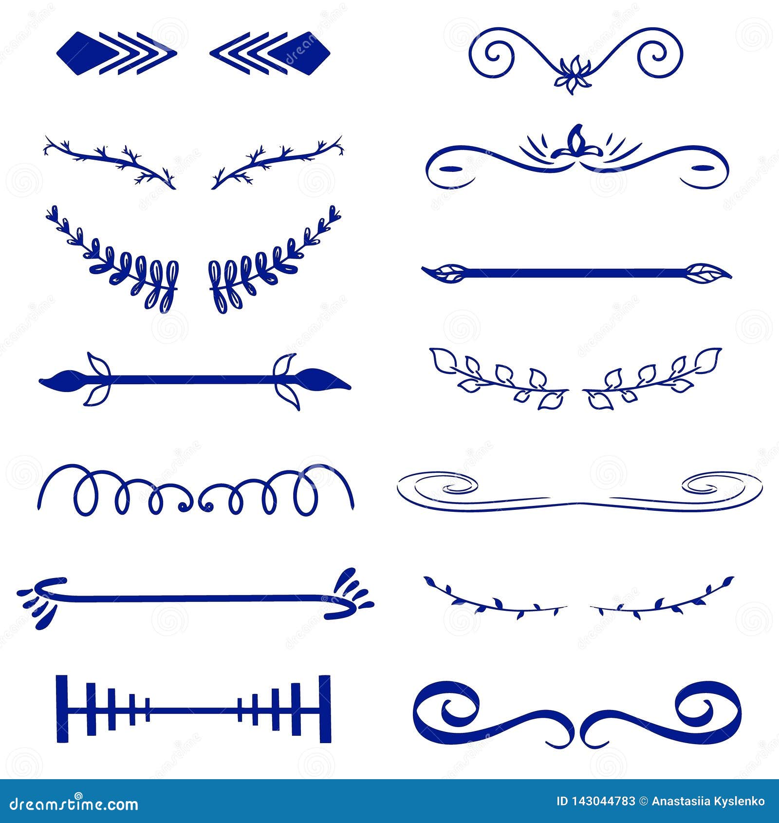 Blue Vector Decorative Monograms and Calligraphic Borders. Template ...