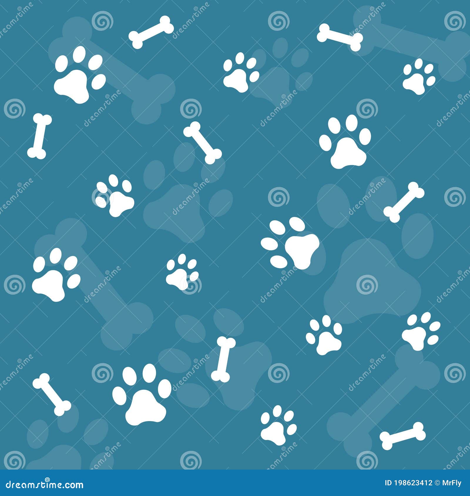 Blue Vector Dog Paw and Bone Stock Vector - Illustration of cartoon ...