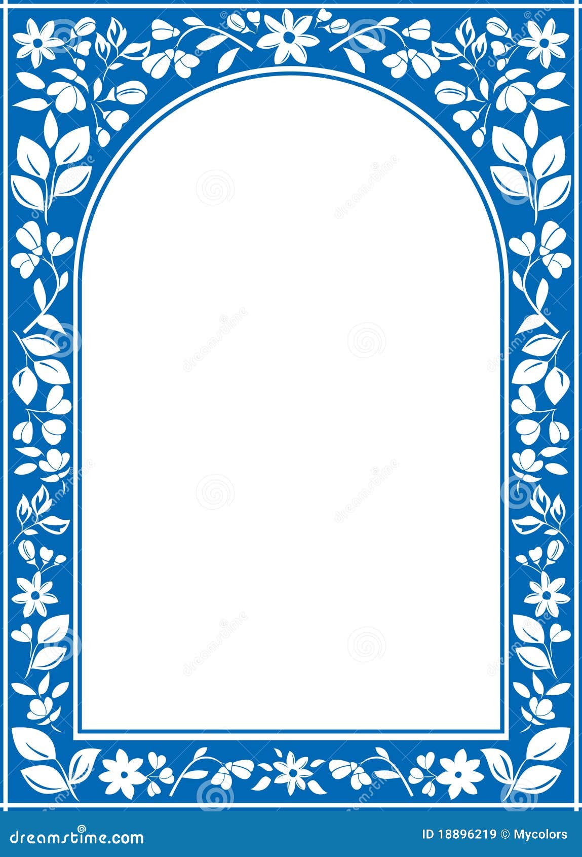 Blue Vector Floral Arch Frame Stock Vector - Illustration of decorative ...