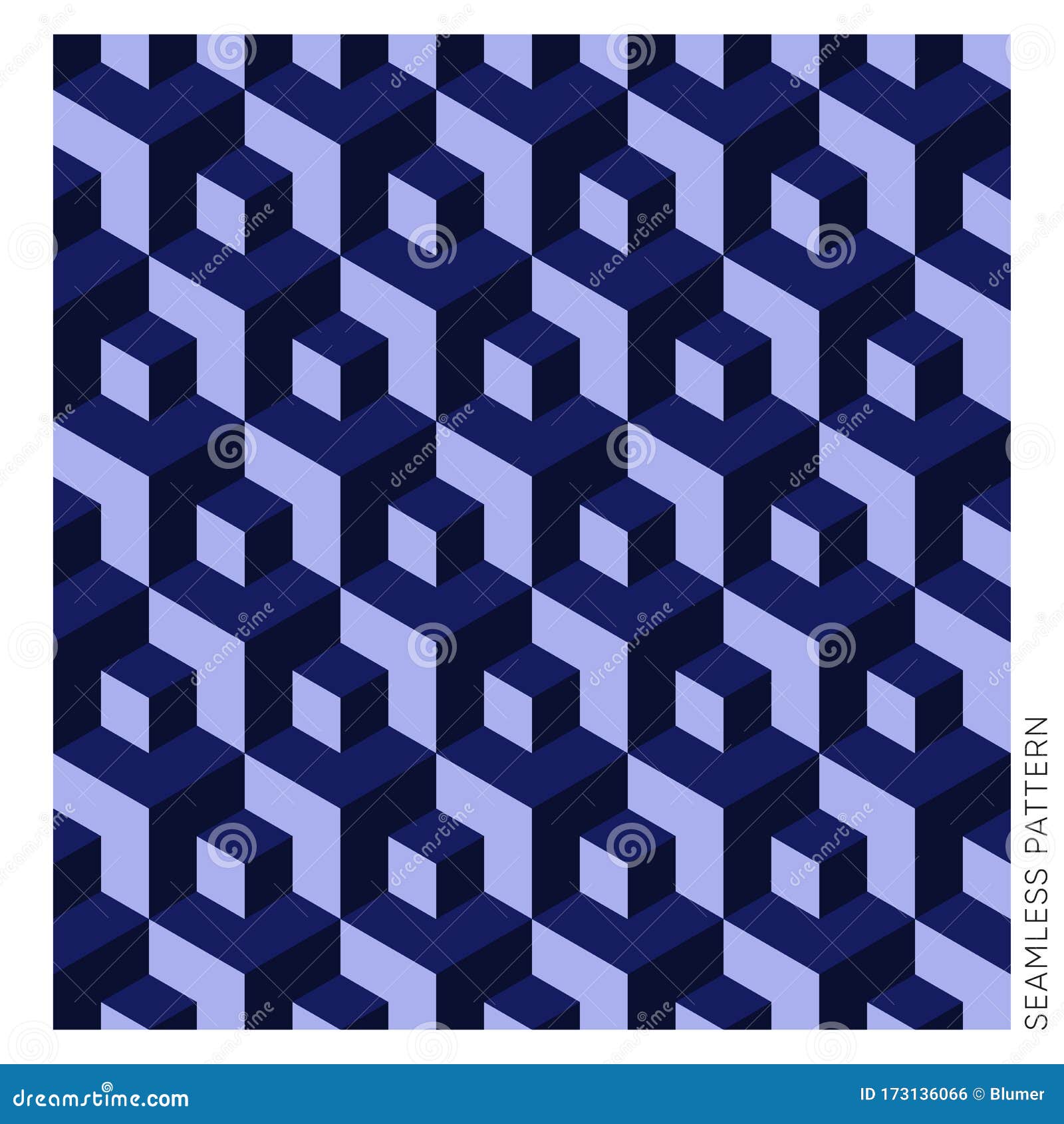 Blue Vector Geometric 3D Cube Seamless Pattern Stock Vector - Illustration of block, isometric ...