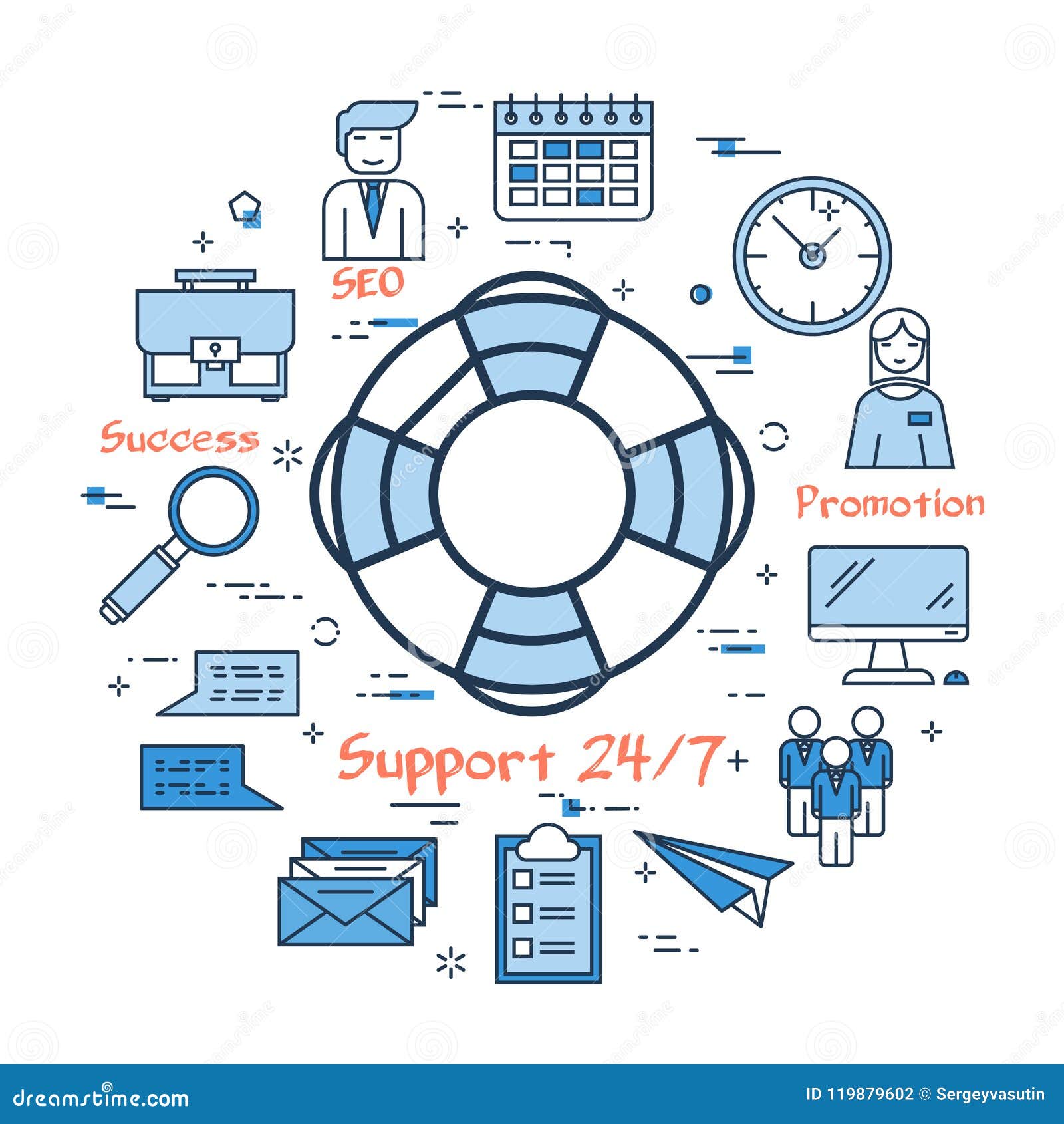 Blue Vector Icons for Business Communication Stock Vector ...