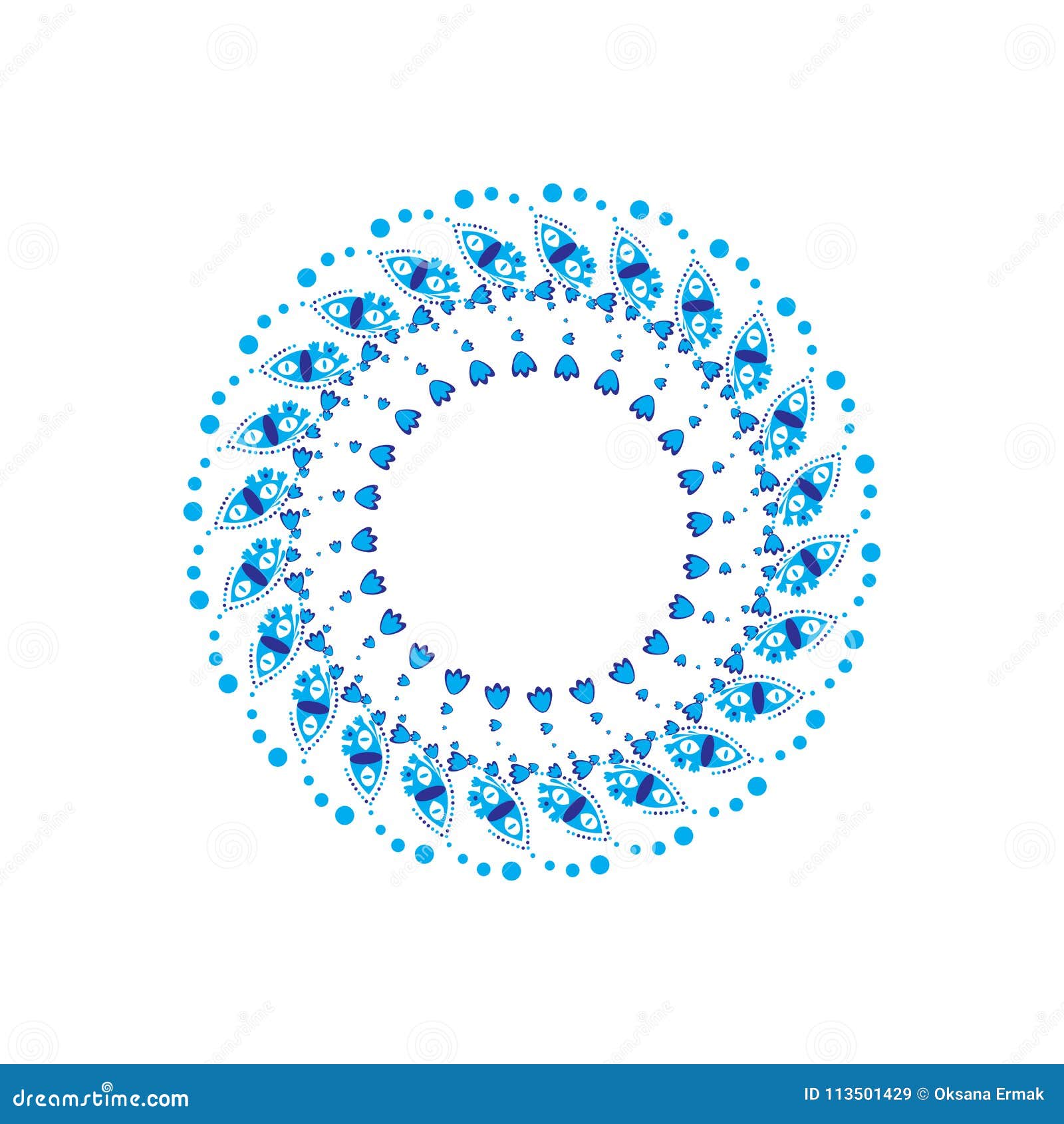Blue Vector Mandala stock vector. Illustration of blank - 113501429