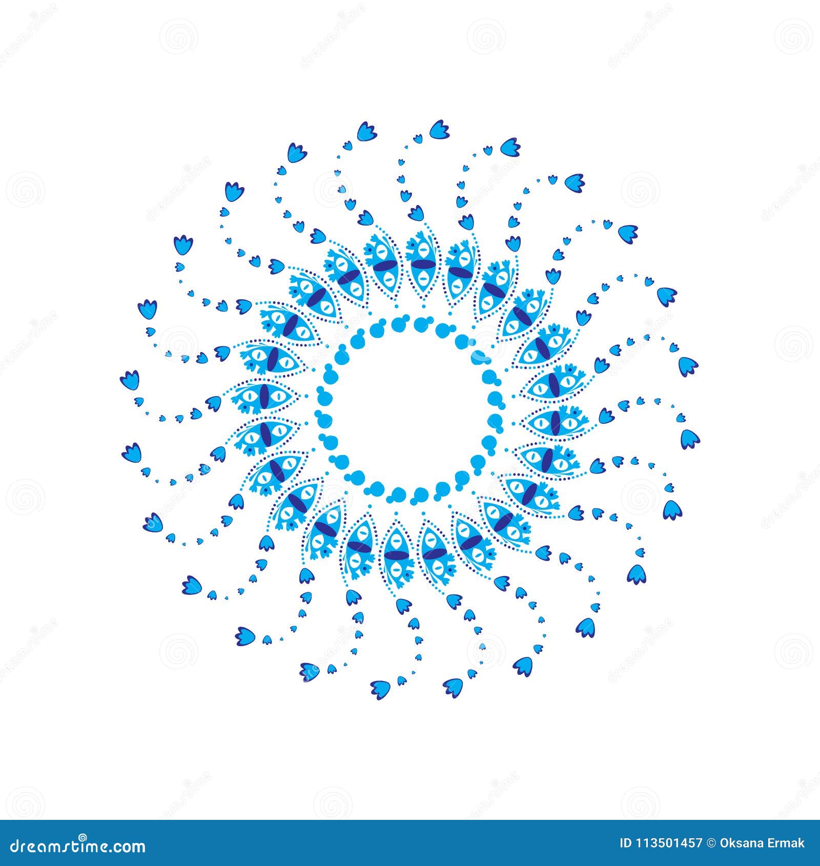 Blue Vector Mandala stock vector. Illustration of flower - 113501457