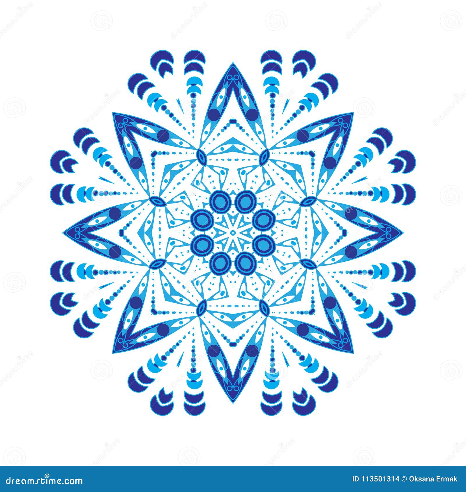 Blue Vector Mandala stock vector. Illustration of blank - 113501314