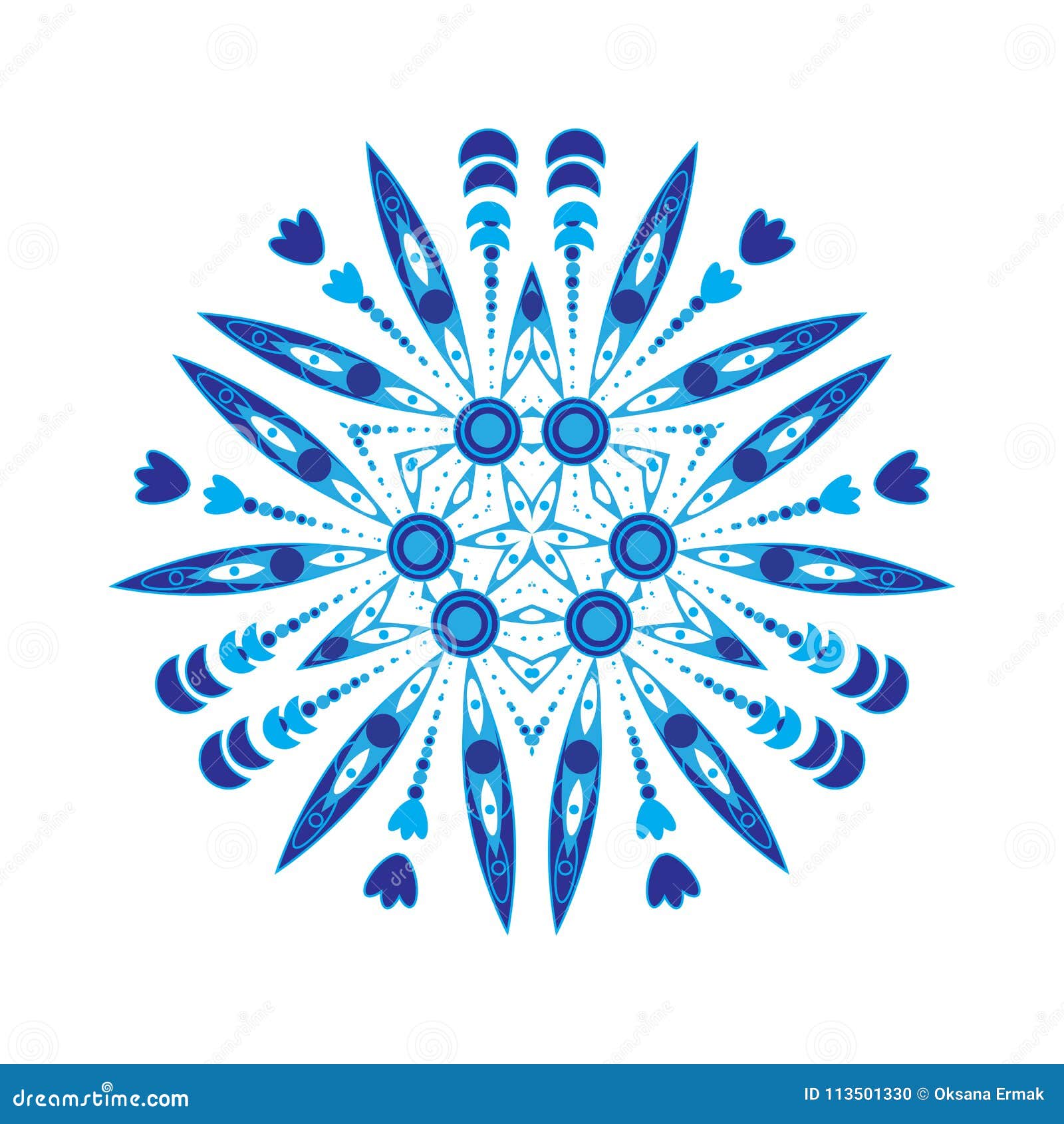 Blue Vector Mandala stock vector. Illustration of abstract - 113501330