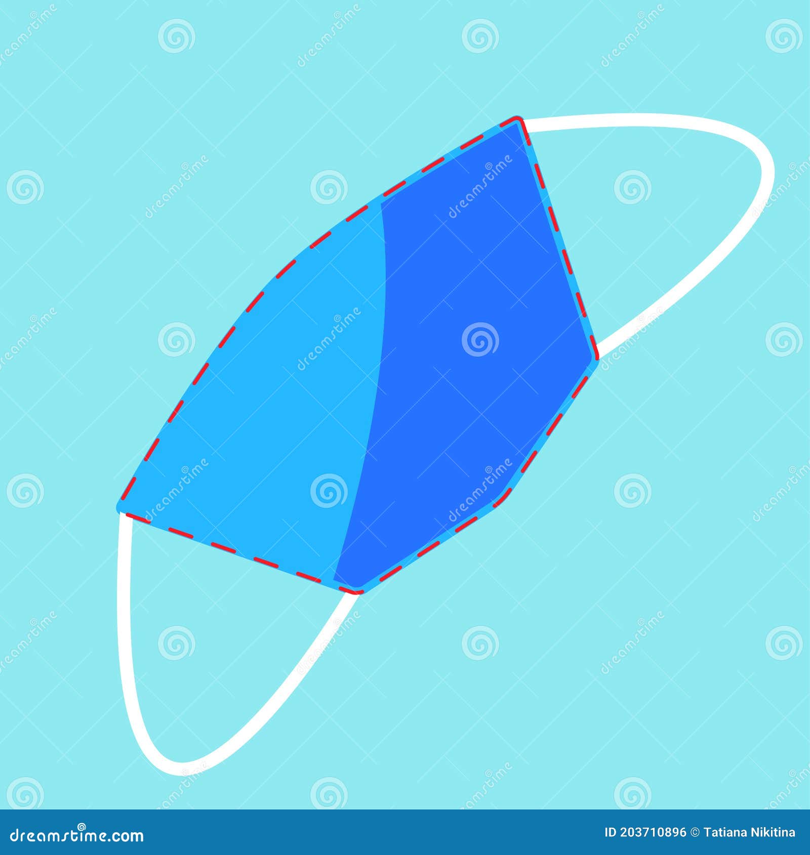 Blue Vector Medical Face Mask Style Flat Stock Illustration ...