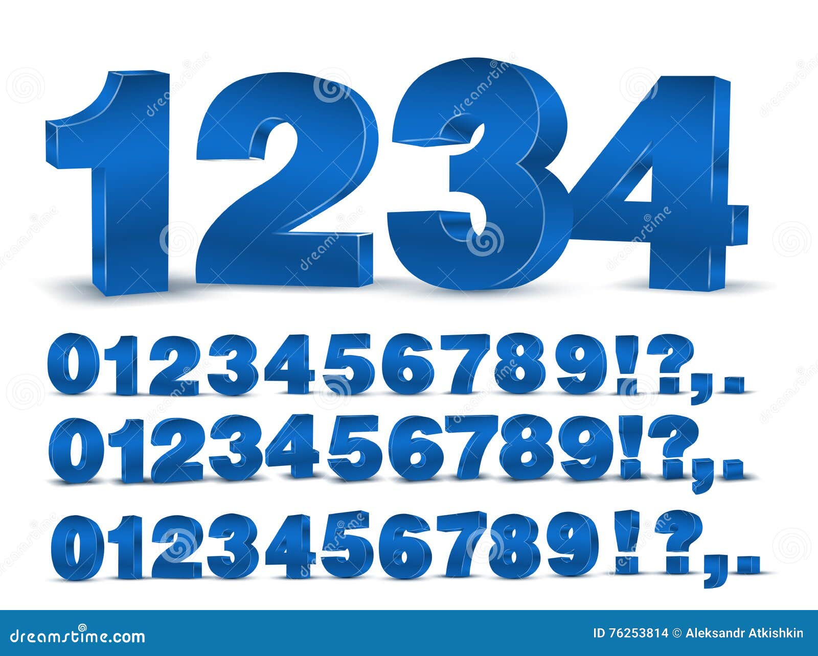 Blue vector numbers stock vector. Illustration of sign - 76253814
