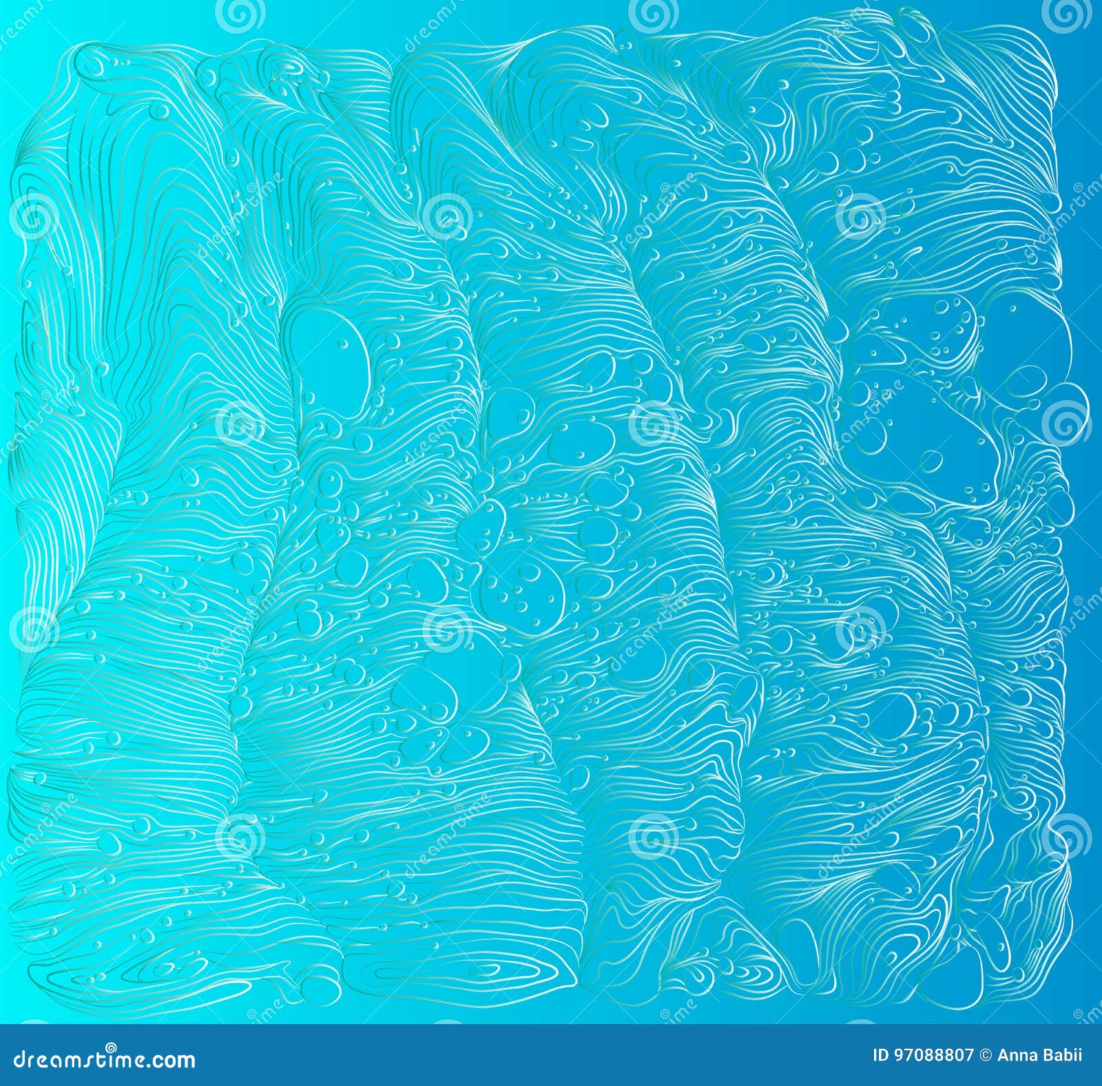 Blue Vector Pattern. Ocean Background with Abstract Ornaments Waves ...